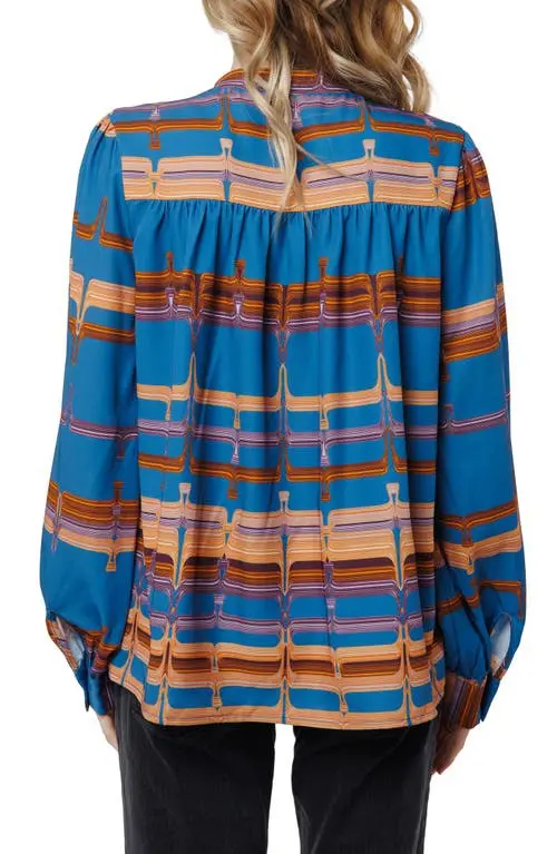 CIEBON Printed Split-neck Blouse