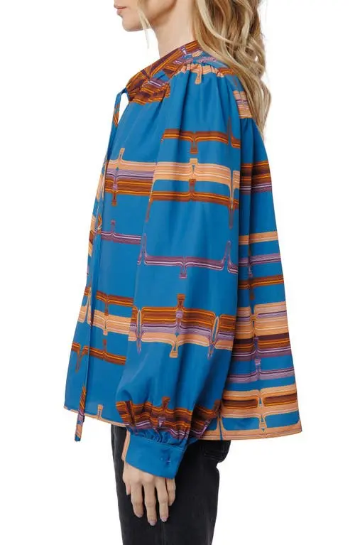 CIEBON Printed Split-neck Blouse