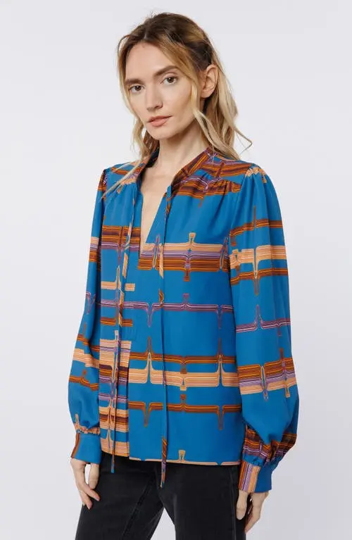CIEBON Printed Split-neck Blouse