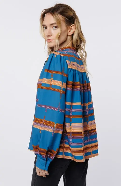 CIEBON Printed Split-neck Blouse