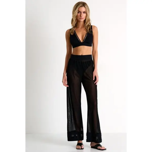 Shan Mesh Pants With Mosaic Cutout - Black