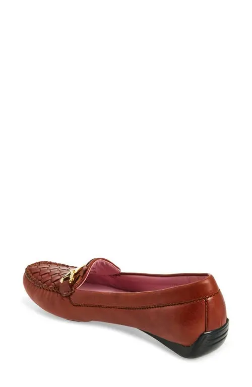 Robert Zur Driving Loafer With Gold Bar Detail - Luggage