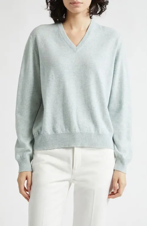 Johnstons Of Elgin Cashmere V-neck Sweater - Lunan Mint
