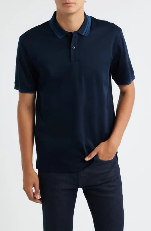 BOSS Parlay Tipped Cotton Polo - Dark Blue