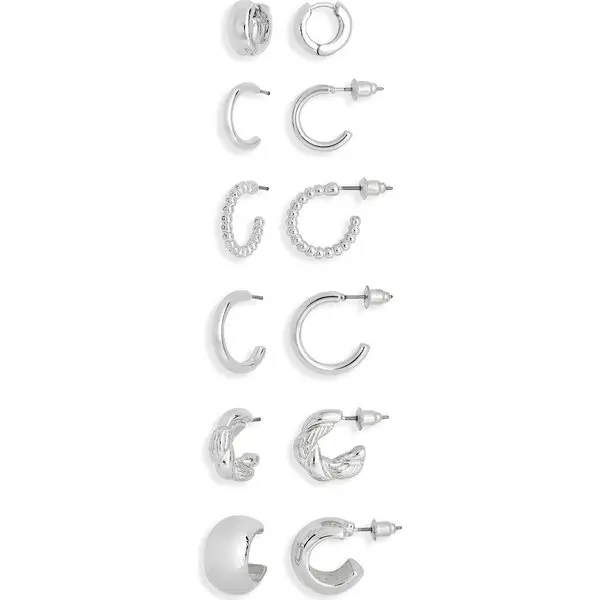 Bp. Set Of 6 Hoop Earrings - Sterling Silver Dipped