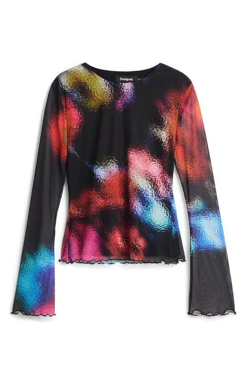 Desigual Long Sleeve Mesh Top