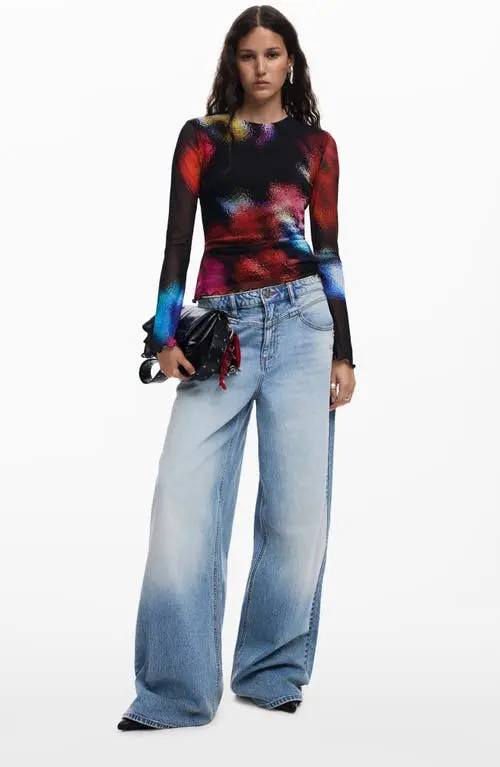 Desigual Long Sleeve Mesh Top