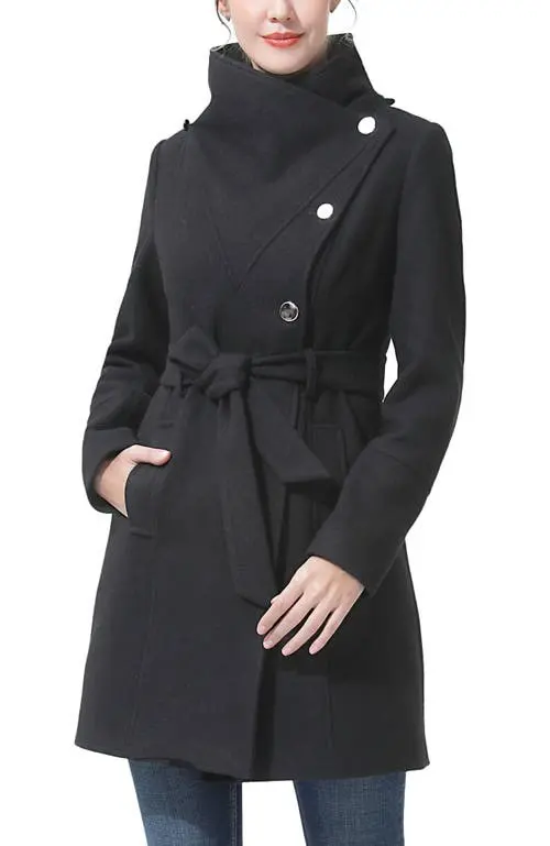 KIMI + KAI Wool Blend Hooded Trench Coat