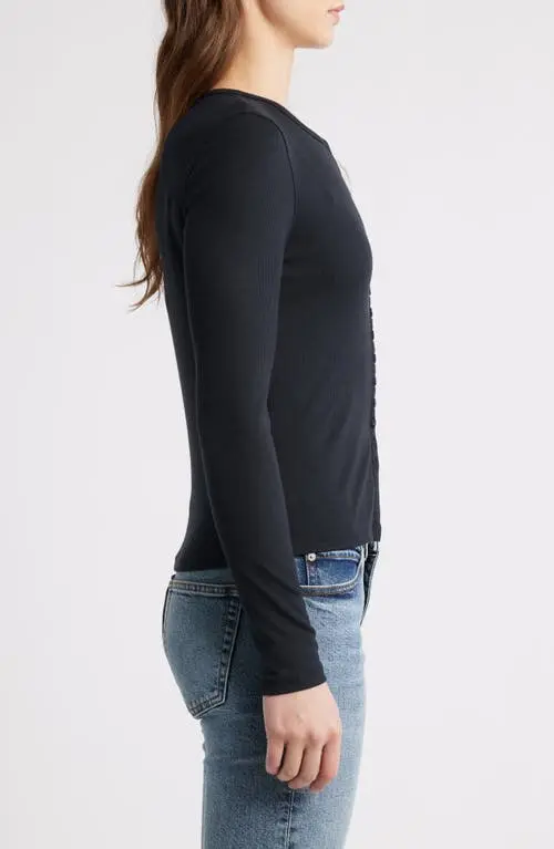 FRAME The Rib Splay Stretch Modal Cardigan - Black