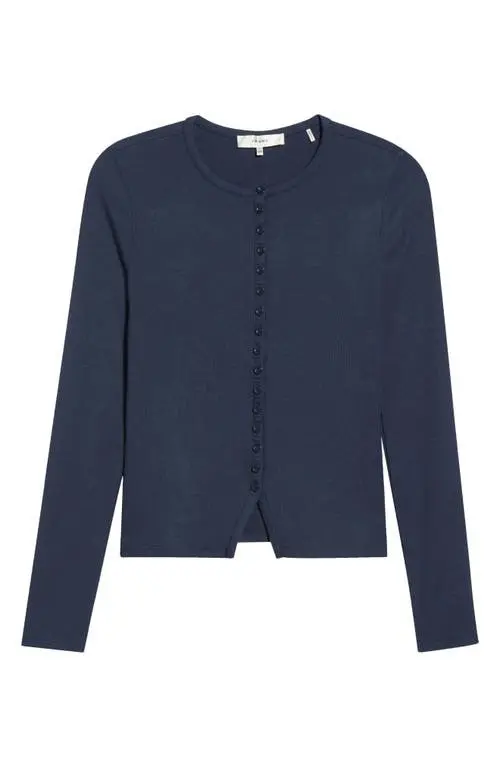 FRAME The Rib Splay Stretch Modal Cardigan - Navy