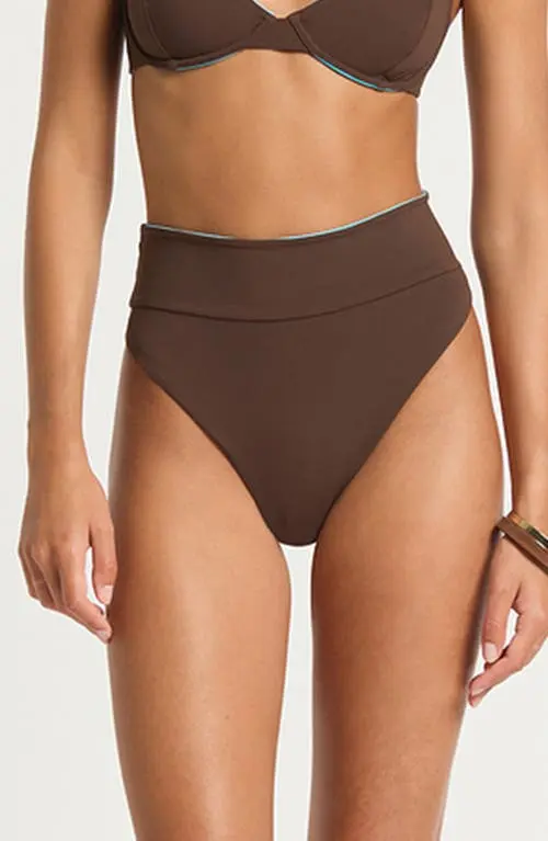 Bond Eye Raya Reversible High-waist Bikini Bottoms - Espresso Cala