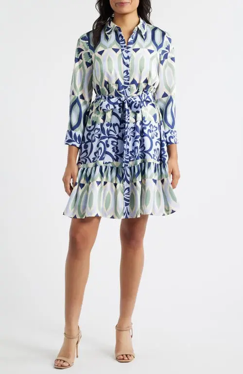 Julia Jordan Mixed Print Mini Shirt Dress