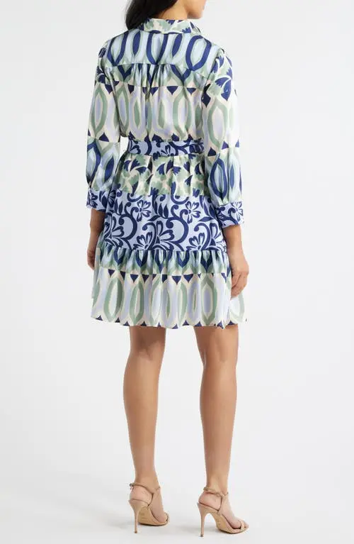 Julia Jordan Mixed Print Mini Shirt Dress