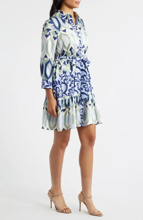 Julia Jordan Mixed Print Mini Shirt Dress