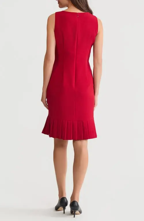 KASPER Pleat Hem Sleeveless Sheath Dress - Fire Red