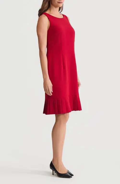 KASPER Pleat Hem Sleeveless Sheath Dress - Fire Red
