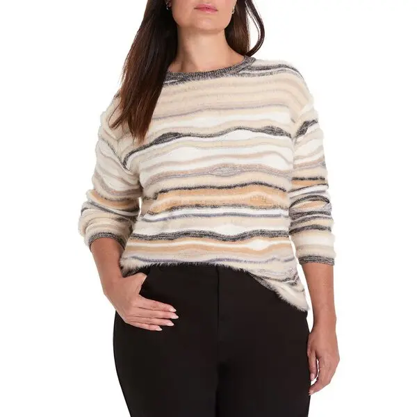 NIC+ZOE Odyssey Mix Stripe Sweater - Neutral Multi