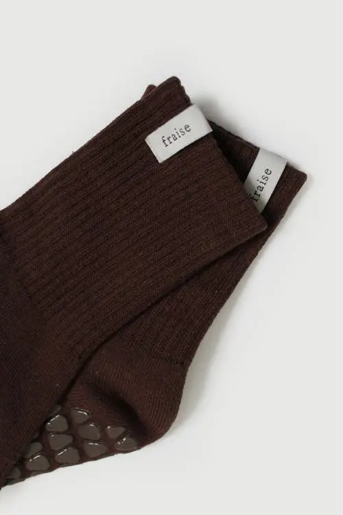 FRAISE Crew Grip Socks - Espresso