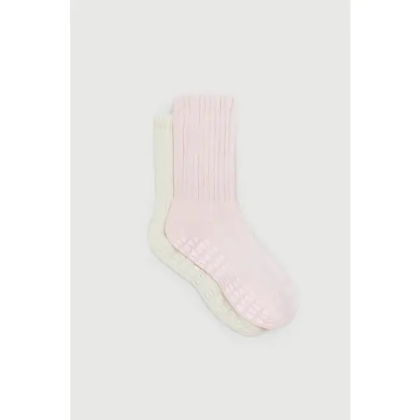 FRAISE Slouch Grip Socks Duo - Primrose/ivory