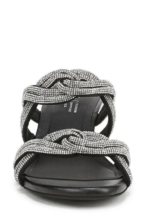 LIFESTRIDE Crystal Embellished Slide Sandals - Black