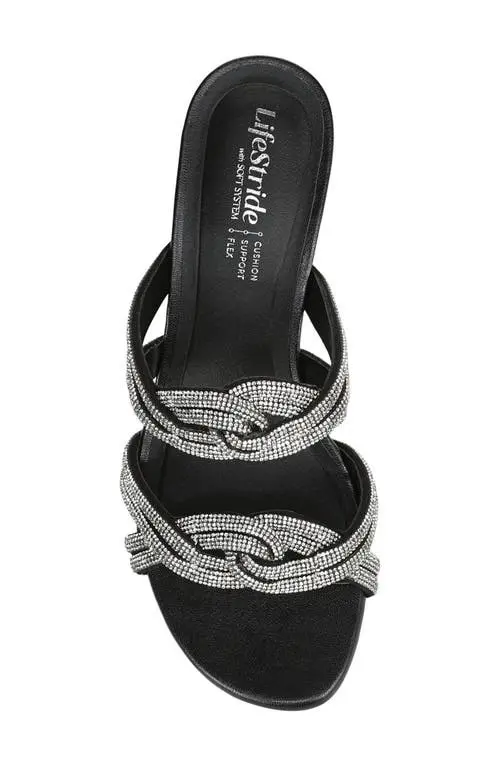 LIFESTRIDE Crystal Embellished Slide Sandals - Black