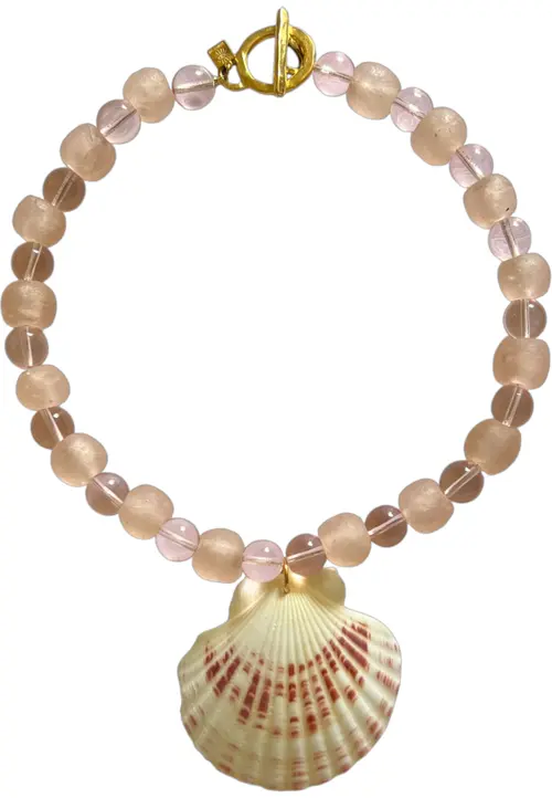SCCOLLECTION Beaded Shell Necklace - Pink And White