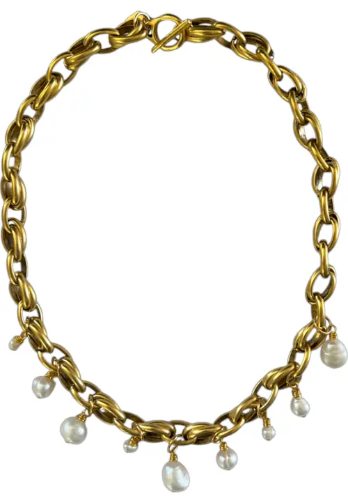 SCCOLLECTION Bari Pearl Necklace - Gold