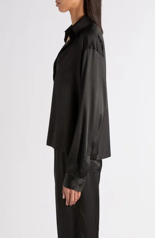 TOM FORD Stretch Silk Satin Polo - Black