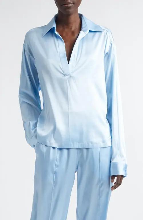 TOM FORD Stretch Silk Satin Polo - Frost