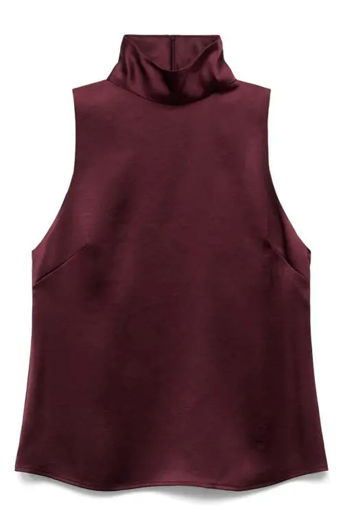 Mango Sleeveless Satin Top - Dark Red
