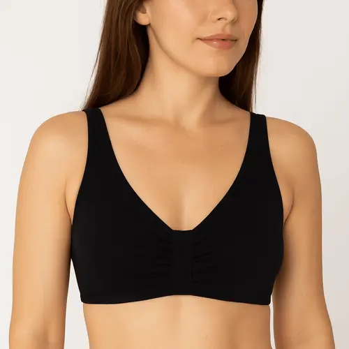 MEADOW Ease Cotton Front Closure Bra For Mastectomy - Black