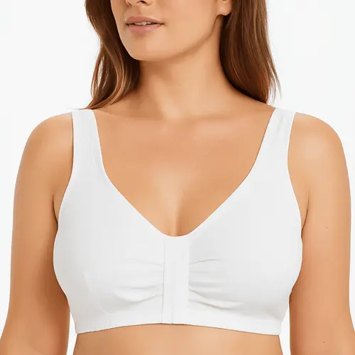 MEADOW Ease Cotton Front Closure Bra For Mastectomy - White