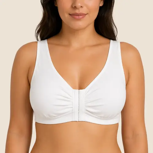 MEADOW Ease Cotton Front Closure Bra For Mastectomy - White