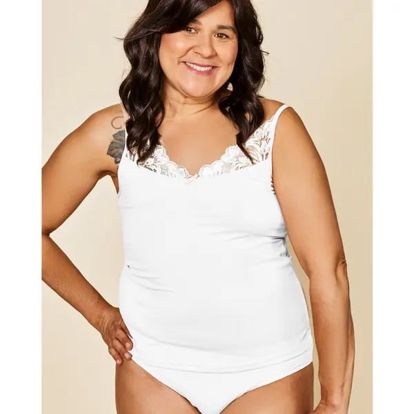 MEADOW Luna Lace Cotton Cami - White