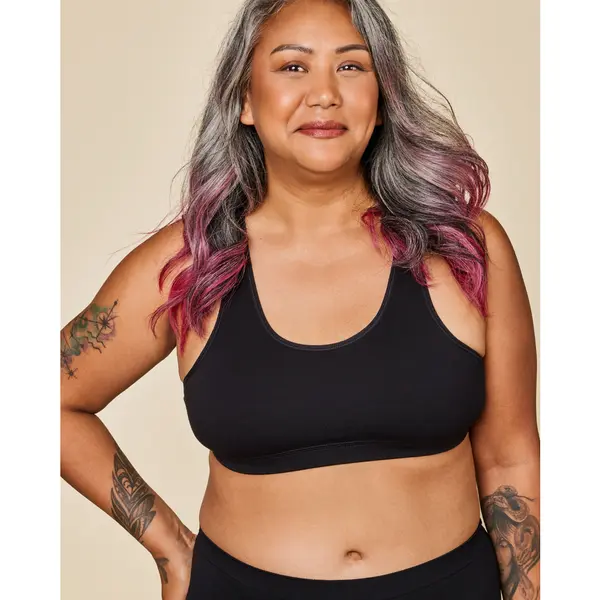 MEADOW Glide Cotton Racerback Bralette - Black