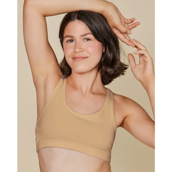 MEADOW Glide Cotton Racerback Bralette - Buff