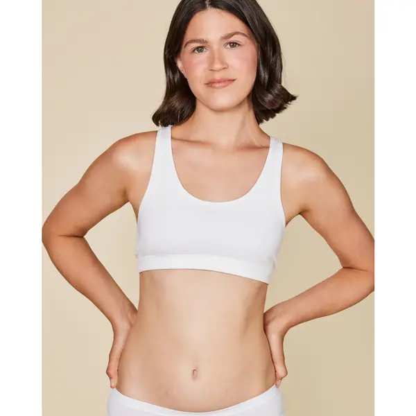 MEADOW Glide Cotton Racerback Bralette - White