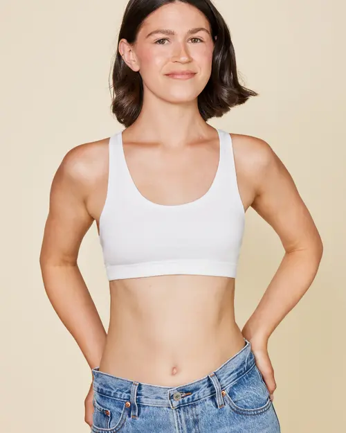 MEADOW Glide Cotton Racerback Bralette - White