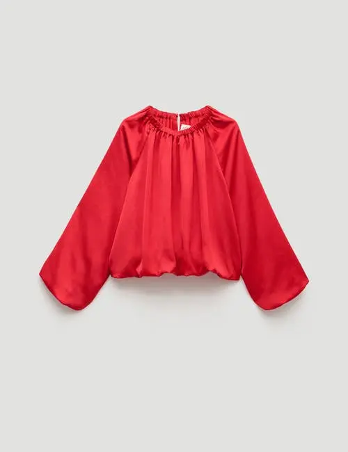 HUSH Satin Bubble Hem Blouse