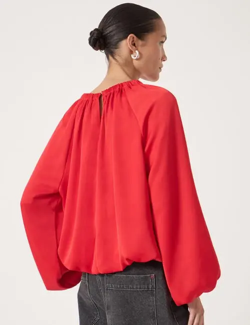 HUSH Satin Bubble Hem Blouse