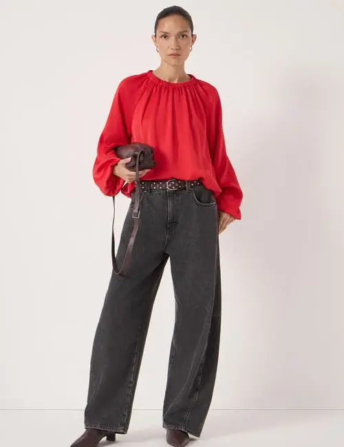 HUSH Satin Bubble Hem Blouse