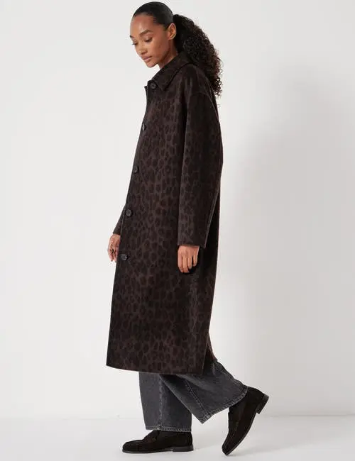HUSH Edie Leopard Print Double-faced Wool Coat