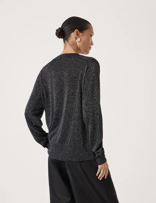 HUSH Gracey V-neck Metallic Jumper