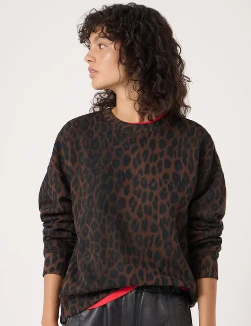 HUSH Leopard Print Cotton Sweatshirt