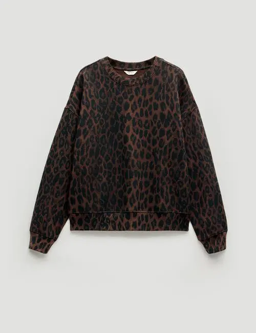 HUSH Leopard Print Cotton Sweatshirt