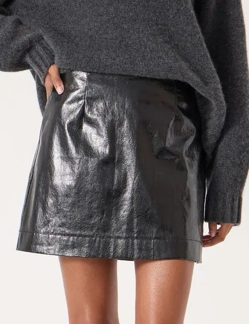 HUSH Mini Crackle Patent Skirt - Black