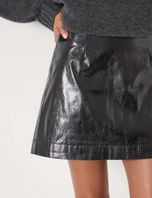 HUSH Mini Crackle Patent Skirt
