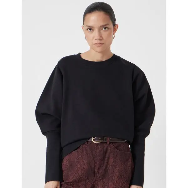 HUSH Puff Sleeve Sweatshirt - Black