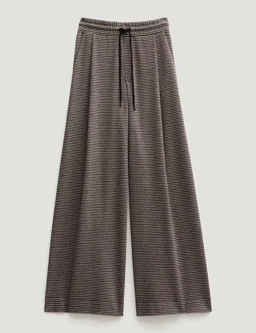 HUSH Check Wide Leg Jersey Pants