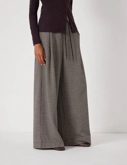 HUSH Check Wide Leg Jersey Pants